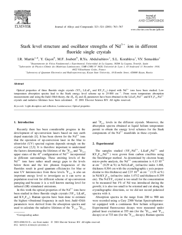 (PDF) Stark level structure and oscillator strengths of Nd3+ ion in ...