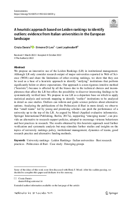 (PDF) A heuristic approach based on Leiden rankings to identify ...