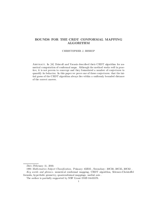 (PDF) Bounds for the CRDT Conformal Mapping Algorithm