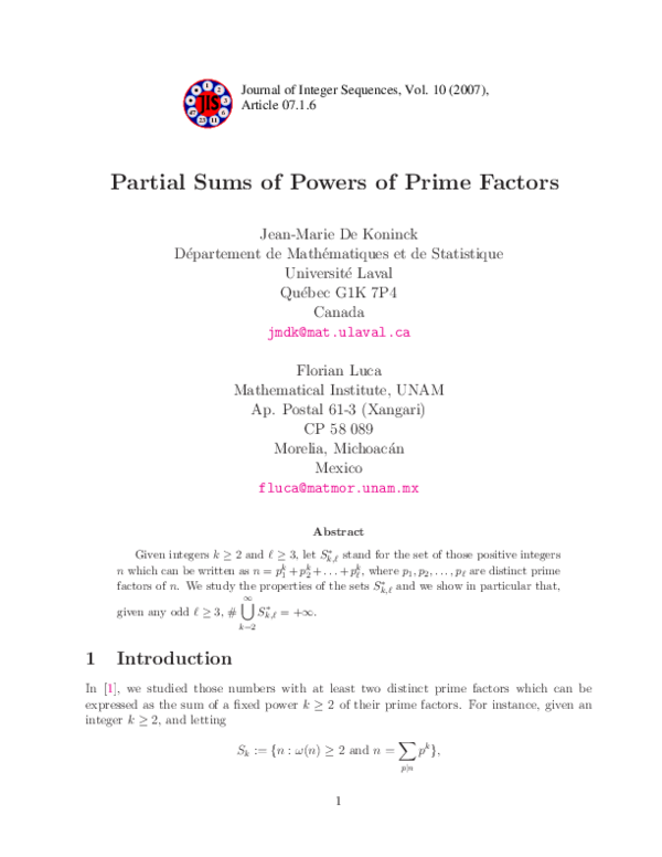 (PDF) Integers divisible by sums of powers of their prime factors