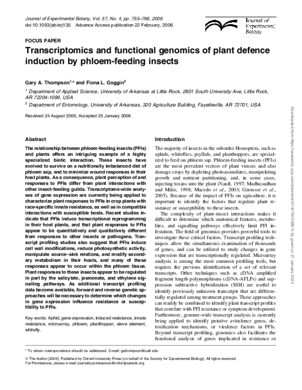 (PDF) Transcriptomics and functional genomics of plant defence ...