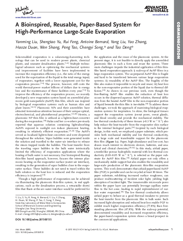 (PDF) A Bioinspired, Reusable, Paper-Based System for High-Performance ...