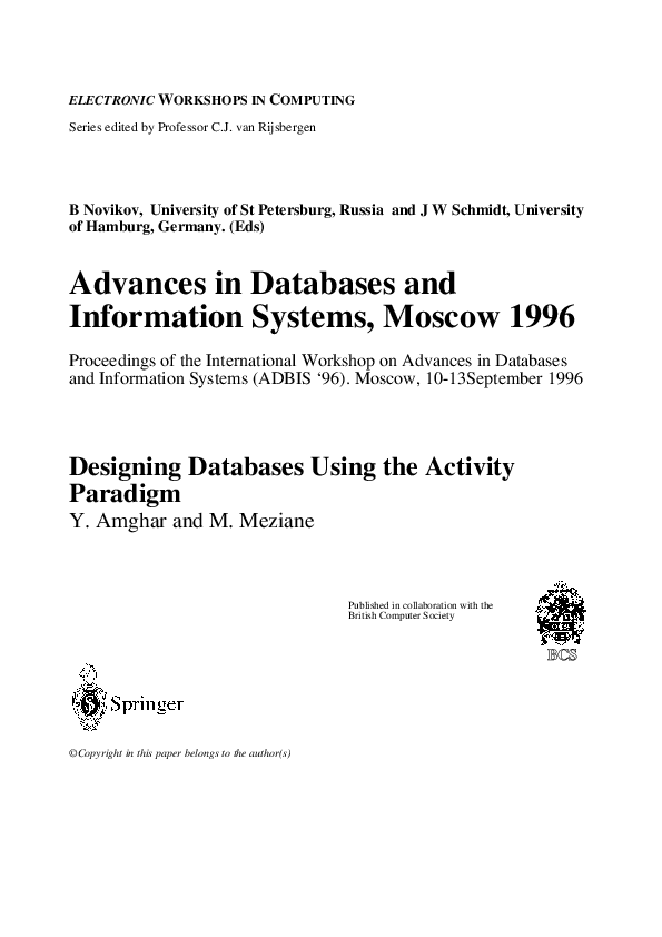 (PDF) Designing Databses using the Activity Paradigm