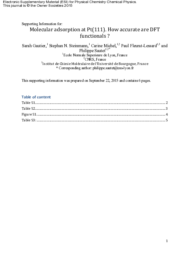 (PDF) Molecular adsorption at Pt(111). How accurate are DFT functionals?