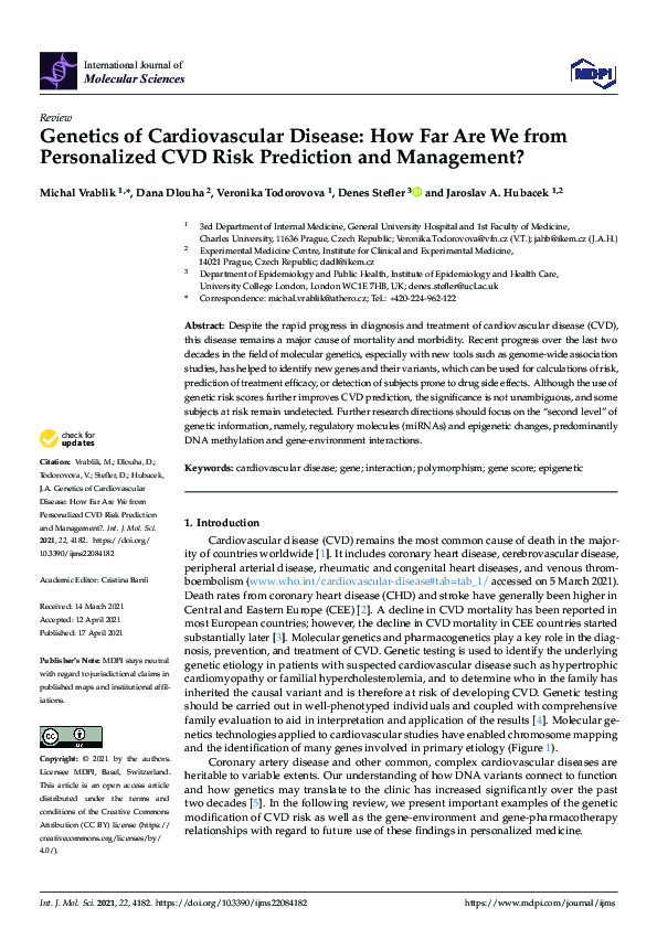 (PDF) Genetics of Cardiovascular Disease: How Far Are We from ...