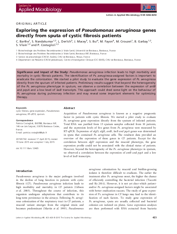 (PDF) Exploring the expression of Pseudomonas aeruginosa genes directly ...