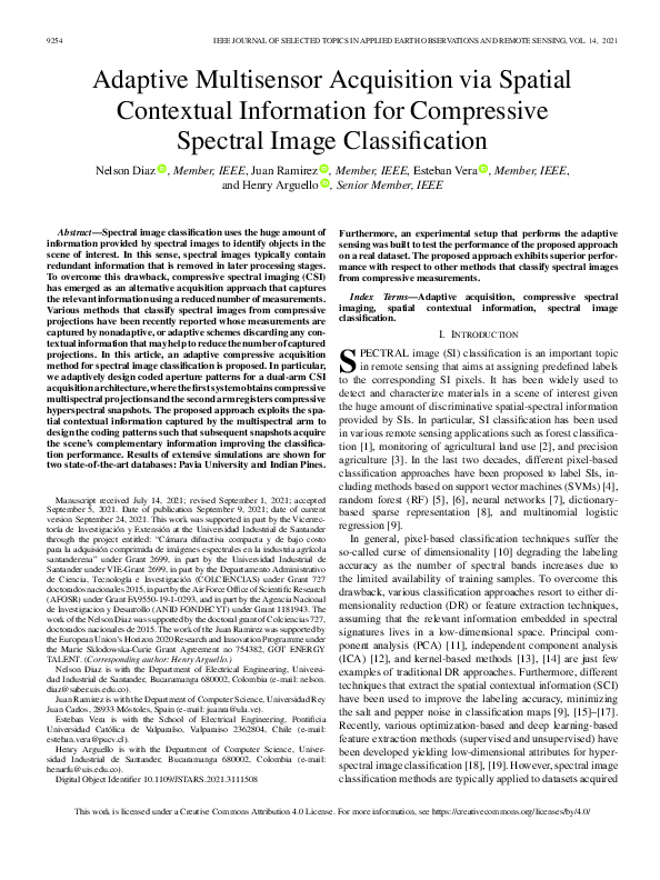 Pdf Adaptive Multisensor Acquisition Via Spatial Contextual Information For Compressive 
