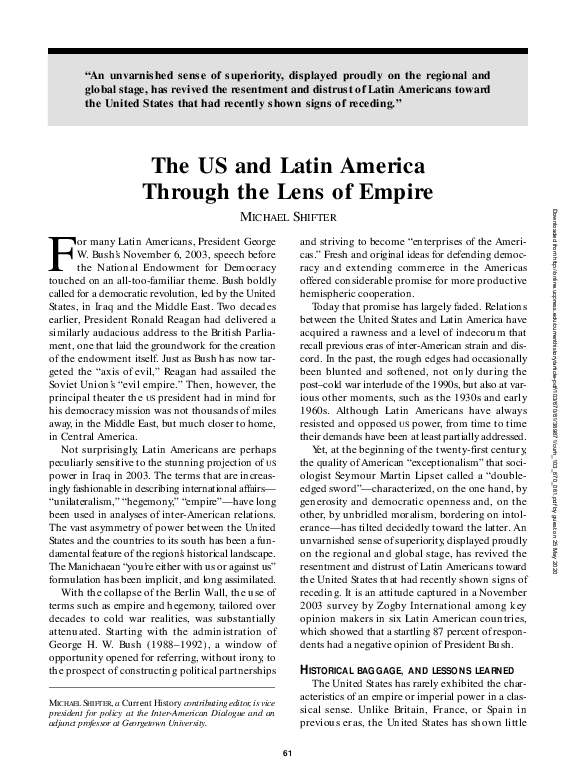 (PDF) The US and Latin America Through the Lens of Empire