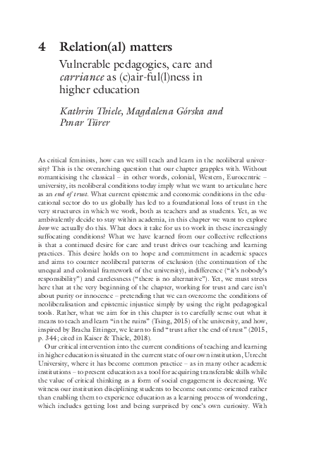 (PDF) Posthuman and Political Care Ethics for Reconfiguring Higher ...