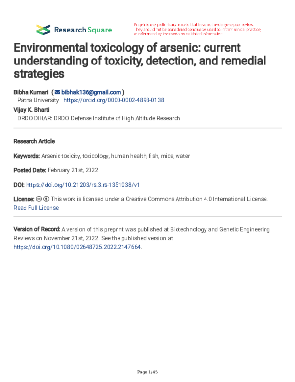 (PDF) Recent advancements in toxicology, modern technology for ...