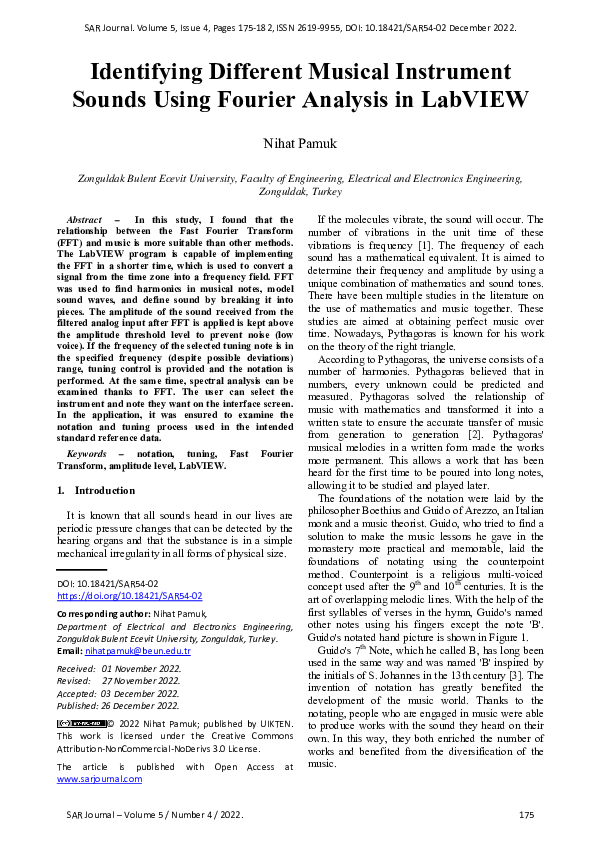(PDF) Identifying Different Musical Instrument Sounds Using Fourier ...