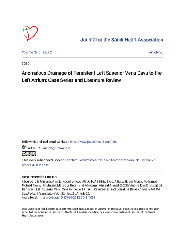 (PDF) Anomalous Drainage of Persistent Left Superior Vena Cava to the ...
