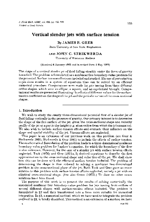 (PDF) Vertical slender jets with surface tension
