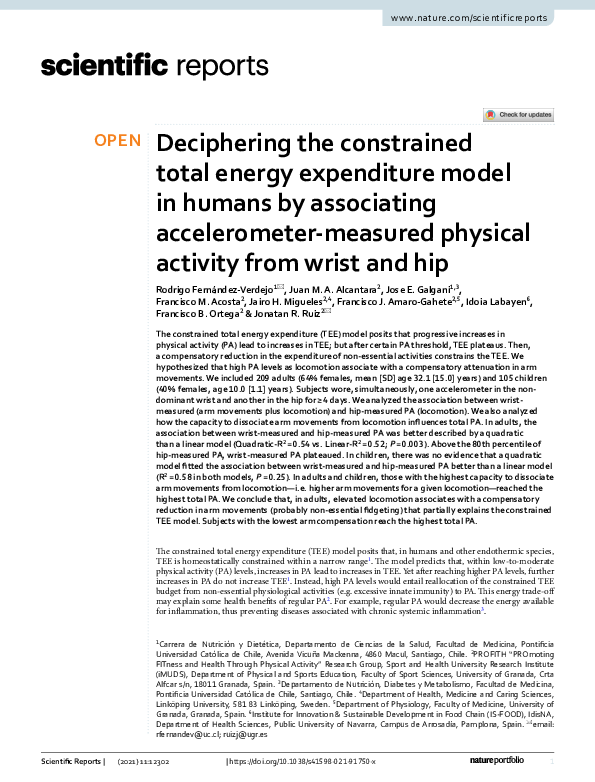 (PDF) Deciphering the constrained total energy expenditure model in humans by associating ...