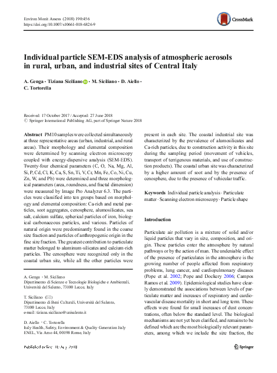(PDF) Individual particle SEM-EDS analysis of atmospheric aerosols in ...