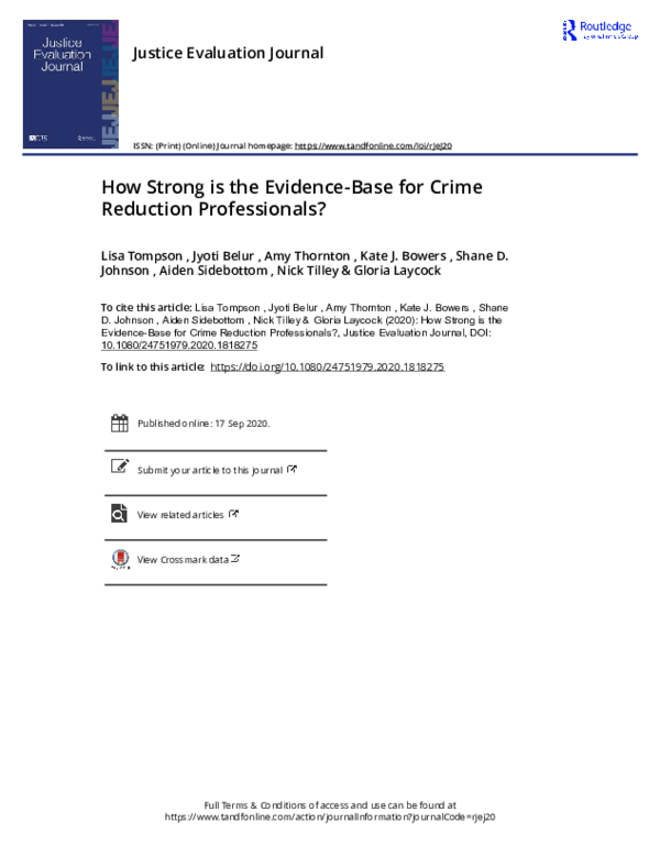 (PDF) How Strong is the Evidence-Base for Crime Reduction Professionals?