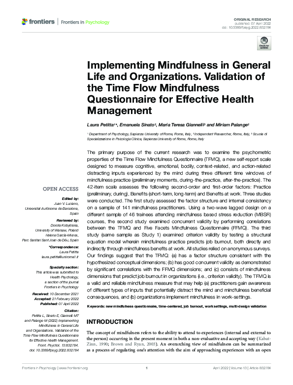 (PDF) Implementing Mindfulness in General Life and Organizations ...
