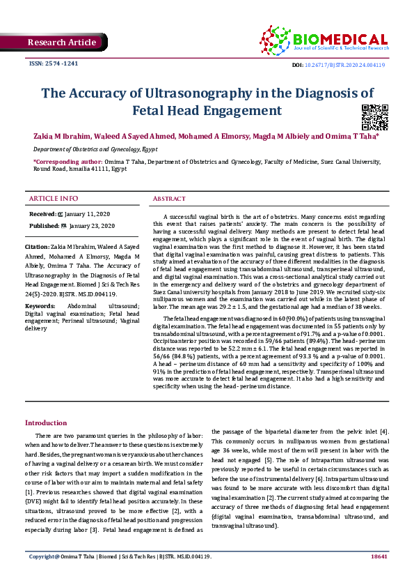 (PDF) The Accuracy of Ultrasonography in the Diagnosis of Fetal Head ...