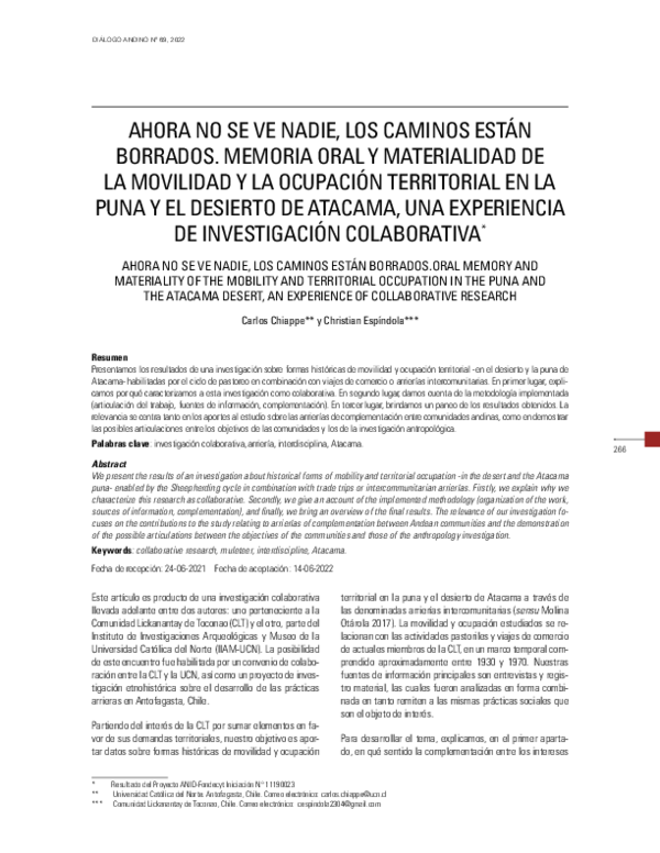 (PDF) Ahora no se ve nadie, los caminos están borrados. Memoria oral y materialidad de la ...
