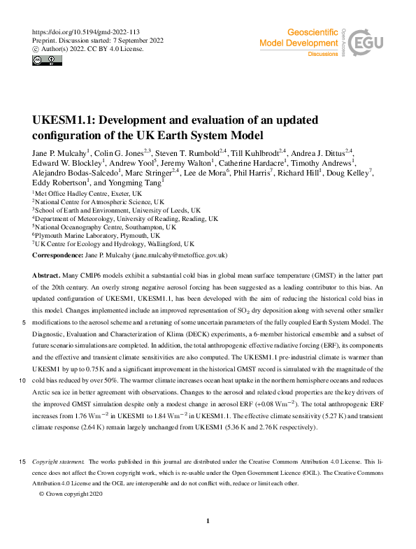 (PDF) UKESM1.1: Development and evaluation of an updated configuration ...