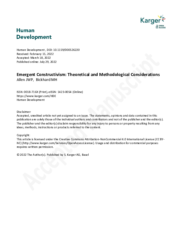 (PDF) Emergent Constructivism: Theoretical and Methodological Considerations