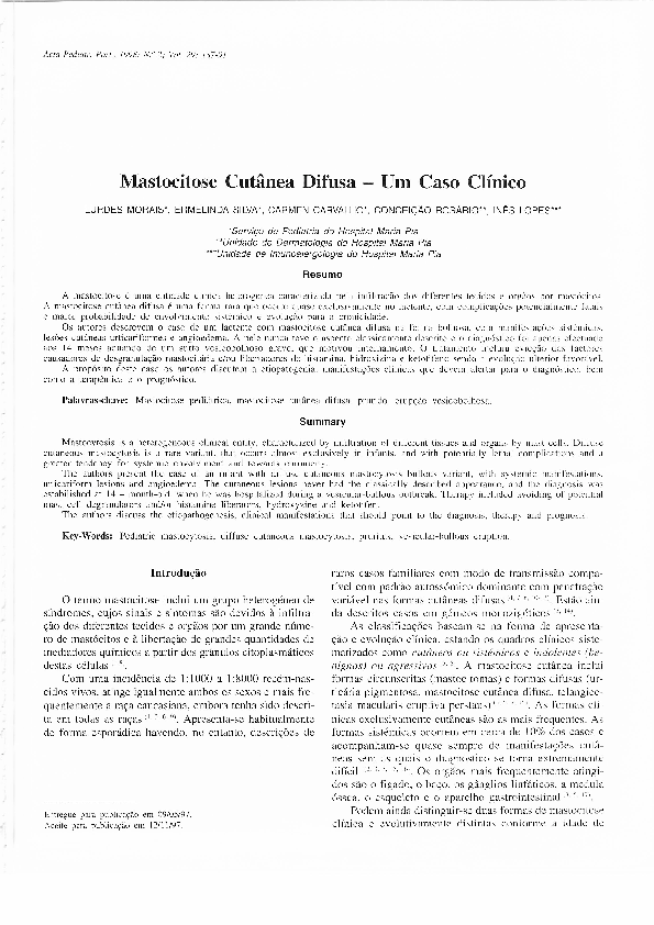 (PDF) Mastocitose Cutânea Difusa — Um Caso Clínico | Ermelinda Santos ...