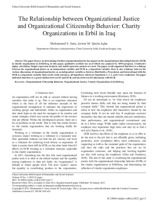 (PDF) The Relationship between Organizational Justice and Organizational Citizenship Behavior