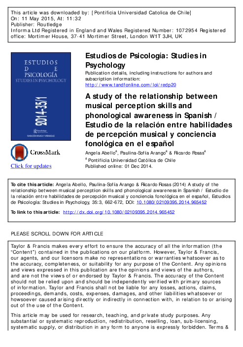 (PDF) A study of the relationship between musical perception skills and ...