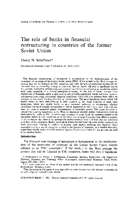 (PDF) The role of banks in financial restructuring in countries of the ...