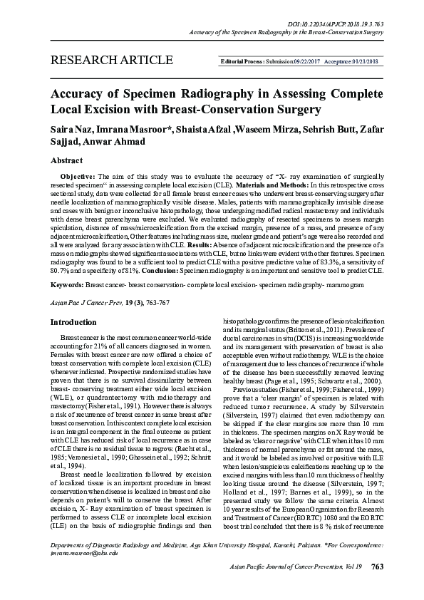 (PDF) Accuracy of Specimen Radiography in Assessing Complete Local ...