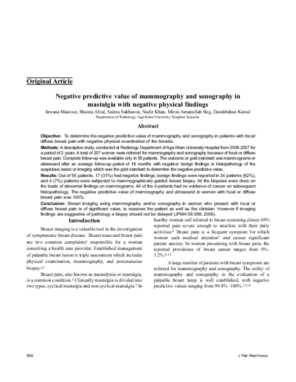 (PDF) Negative predictive value of mammography and sonography in ...