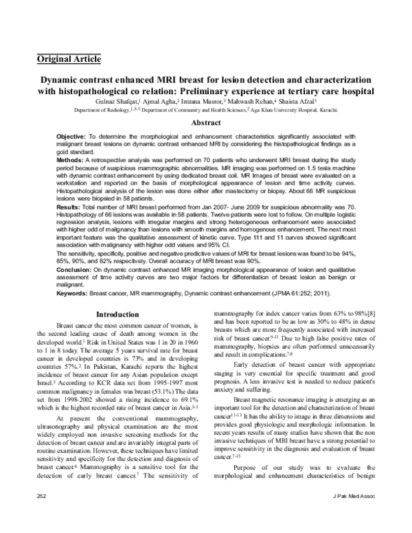 (PDF) Dynamic contrast enhanced MRI breast for lesion detection and characterization with ...