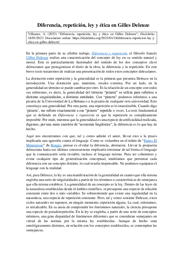 (PDF) Diferencia, repetición, ley y ética en Gilles Deleuze
