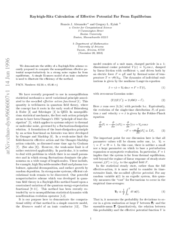 (PDF) Rayleigh-Ritz Calculation of Effective Potential Far from Equilibrium