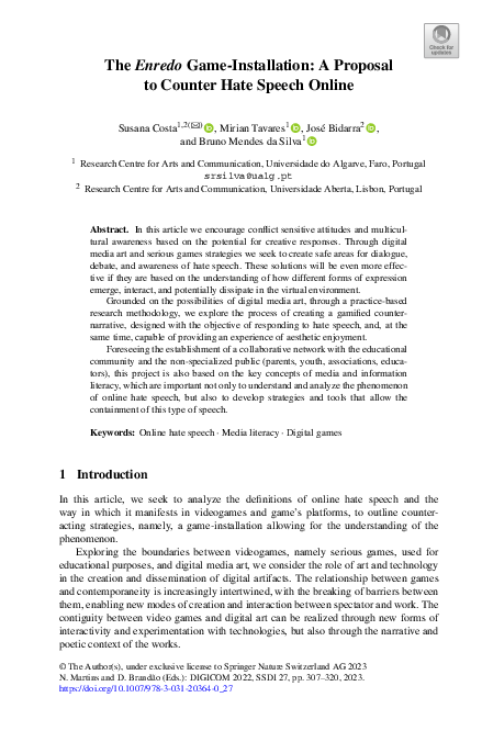 (PDF) The Enredo Game-Installation: A Proposal to Counter Hate Speech ...