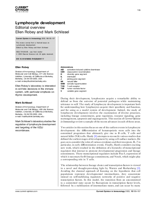 (PDF) This review comes from a themed issue on | Ellen Robey - Academia.edu