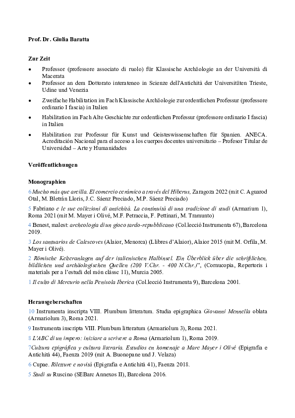 (PDF) GIULIA BARATTA - LIST OF PUBLICATIONS 2022 / Giulia Baratta ...