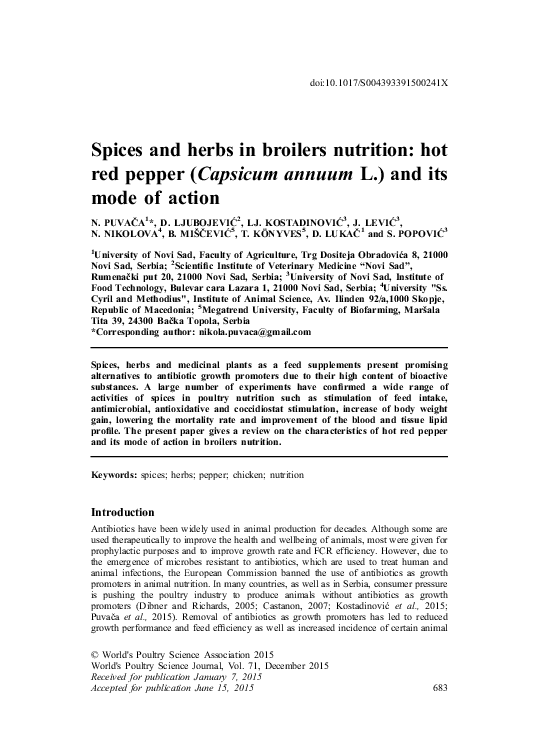 (PDF) Spices and herbs in broilers nutrition: hot red pepper (Capsicum ...