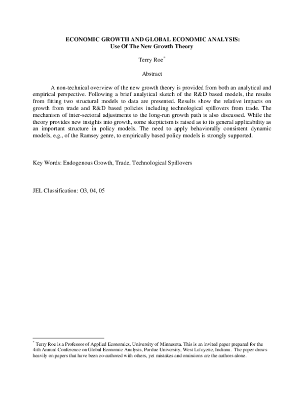 (PDF) ECONOMIC GROWTH AND GLOBAL ECONOMIC ANALYSIS: Use Of The New ...