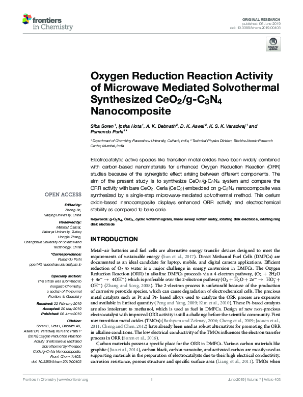(PDF) Oxygen Reduction Reaction Activity of Microwave Mediated ...
