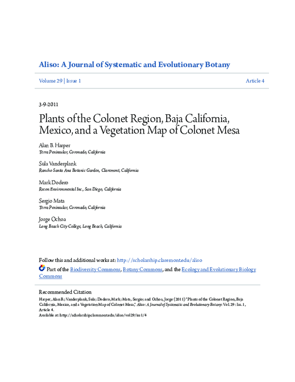 (PDF) Plants of the Colonet Region, Baja California, Mexico, and a ...