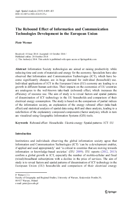 (PDF) The Rebound Effect of Information and Communication Technologies ...