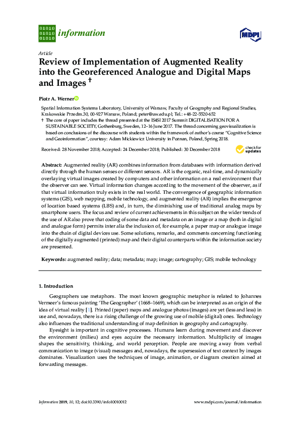 (PDF) Review of Implementation of Augmented Reality into the Georeferenced Analogue and Digital ...