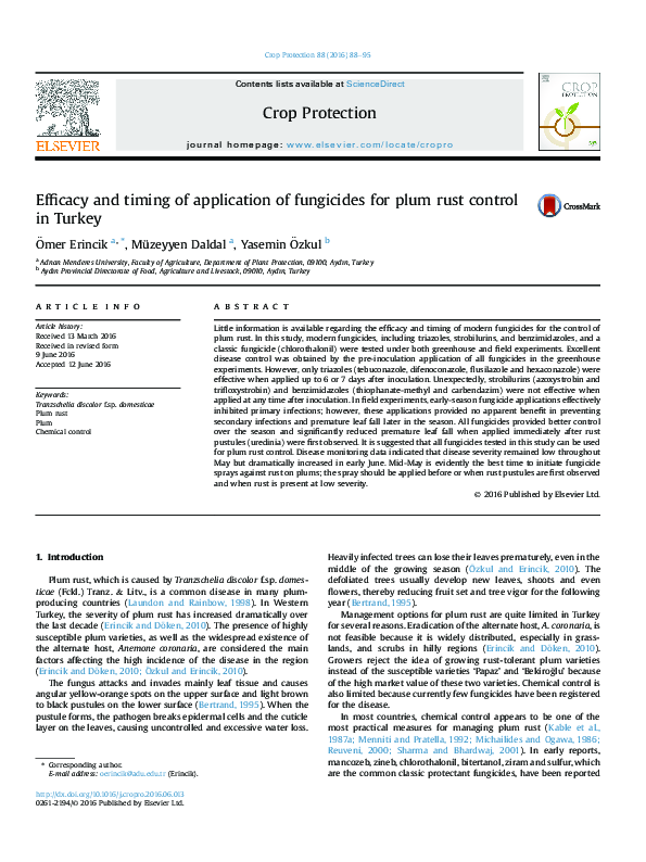 (PDF) Efficacy and timing of application of fungicides for control of ...