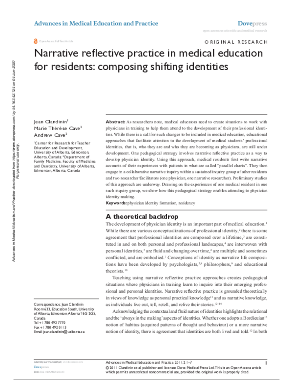 (PDF) Narrative reflective practice in medical education for residents ...