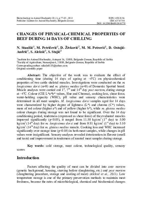 (PDF) Changes of physical-chemical properties of beef during 14 days of ...