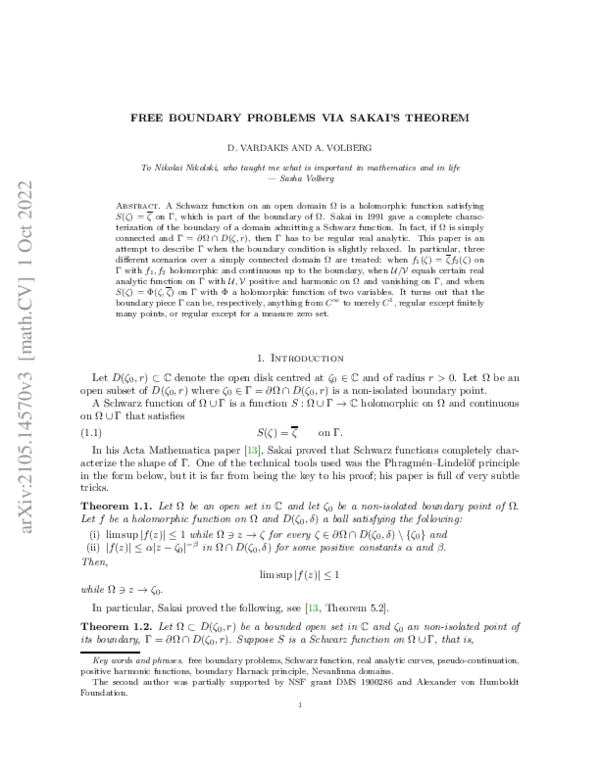 (PDF) Free boundary problems via Sakai's theorem
