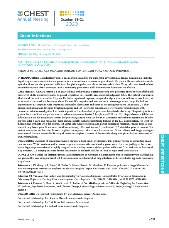(PDF) Not Just Valley Fever: Polymicrobial Pneumonia with Acute ...
