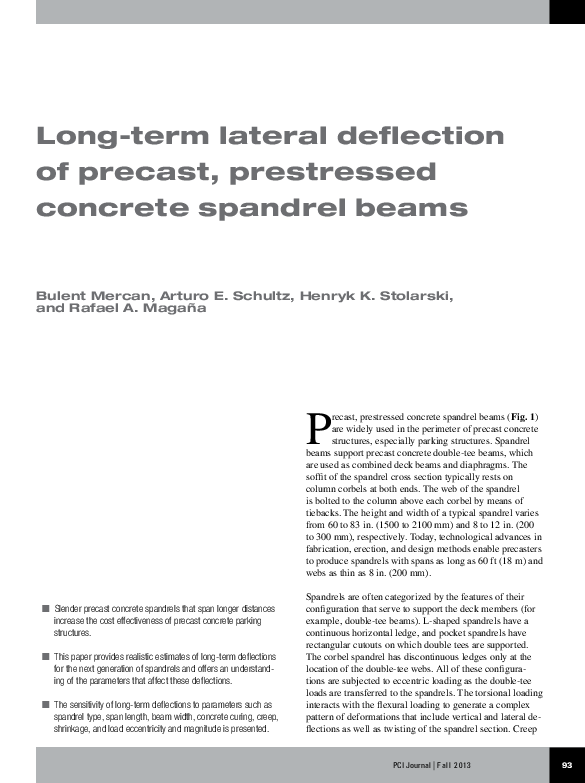 (PDF) Long-term lateral deflection of precast, prestressed concrete ...