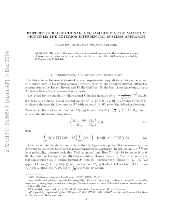 (PDF) Isoperimetric Functional Inequalities via the Maximum Principle: The Exterior Differential ...
